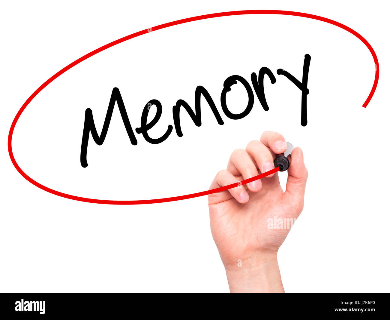Man Hand writing Memory with black marker on visual screen. Isolated on ...