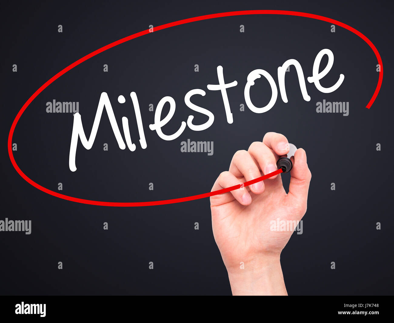 Man Hand writing Milestone with black marker on visual screen. Isolated ...