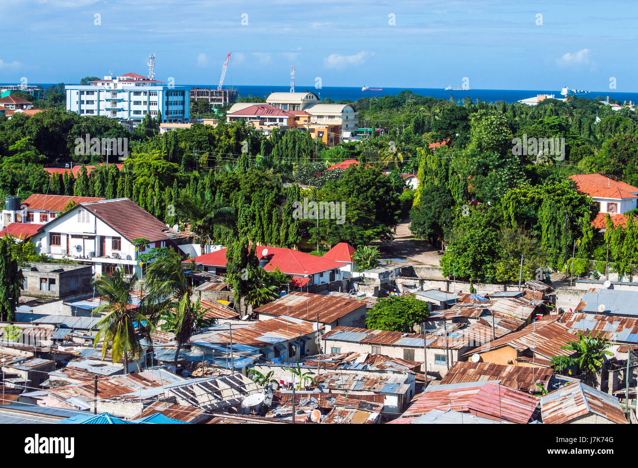 Aerial view looking east to Coco Beach from Namanga, back of Oyster Bay ...