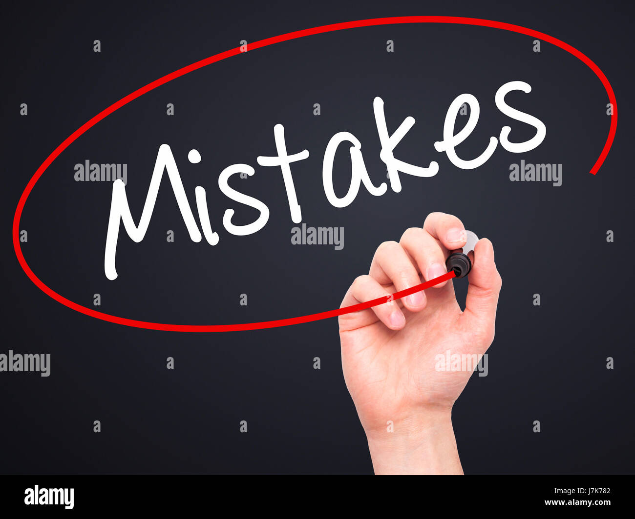 Man Hand writing Mistakes with black marker on visual screen. Isolated ...