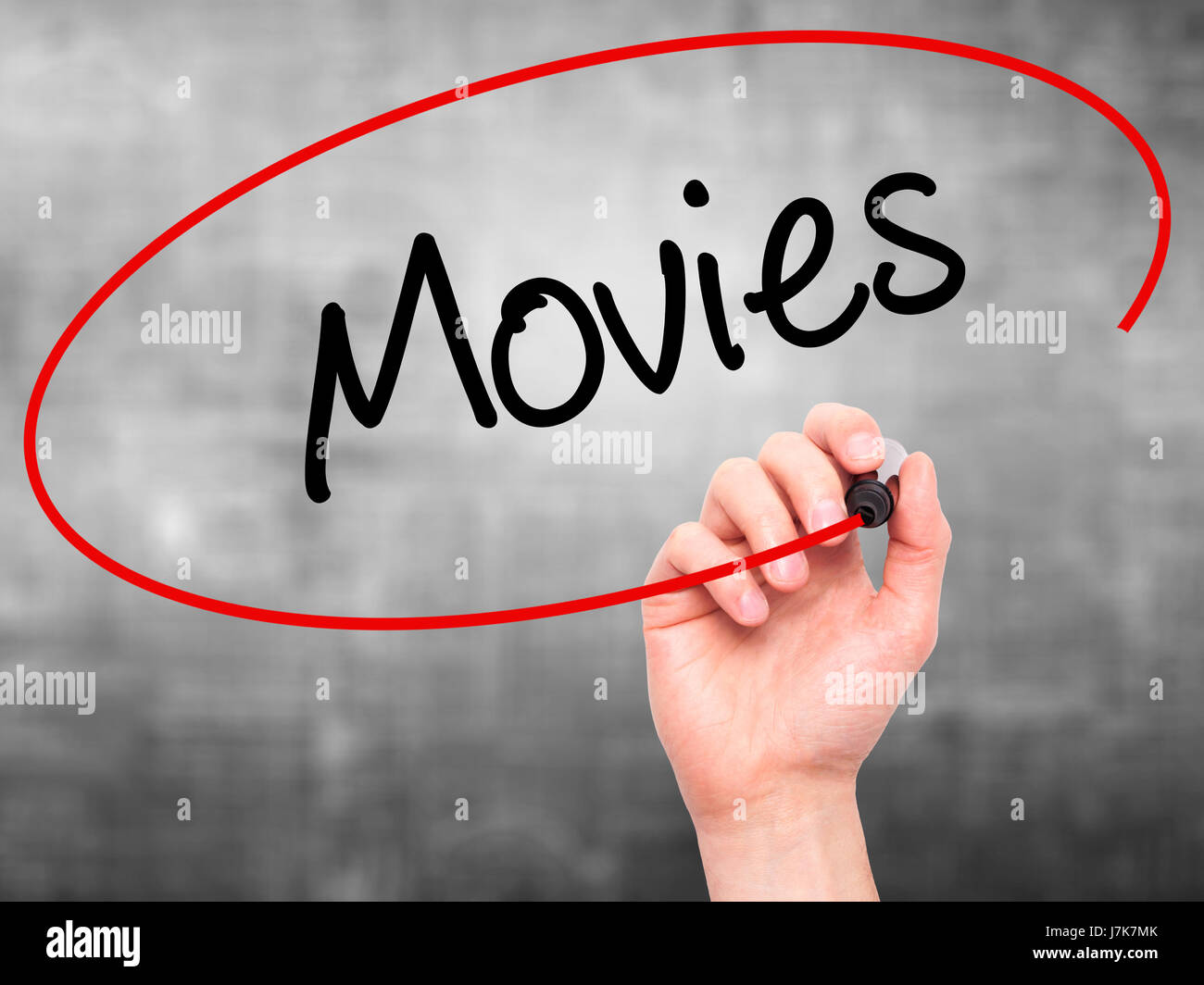 Man Hand writing Movies with black marker on visual screen. Isolated on ...