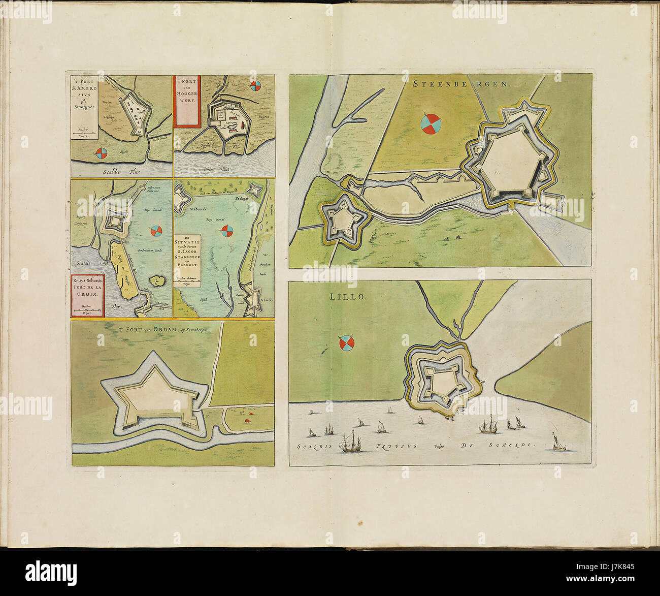 Atlas de Wit 1698 pl080 't Fort van Ordam KB PPN 145205088 Stock Photo ...