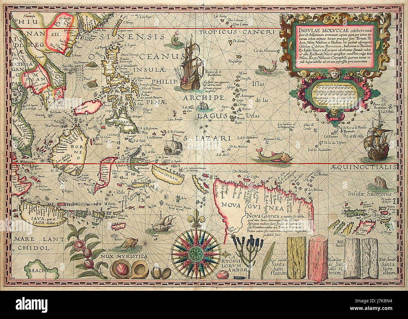 The 1592 map of the Molucas by Plancius illustrates the geographic ...
