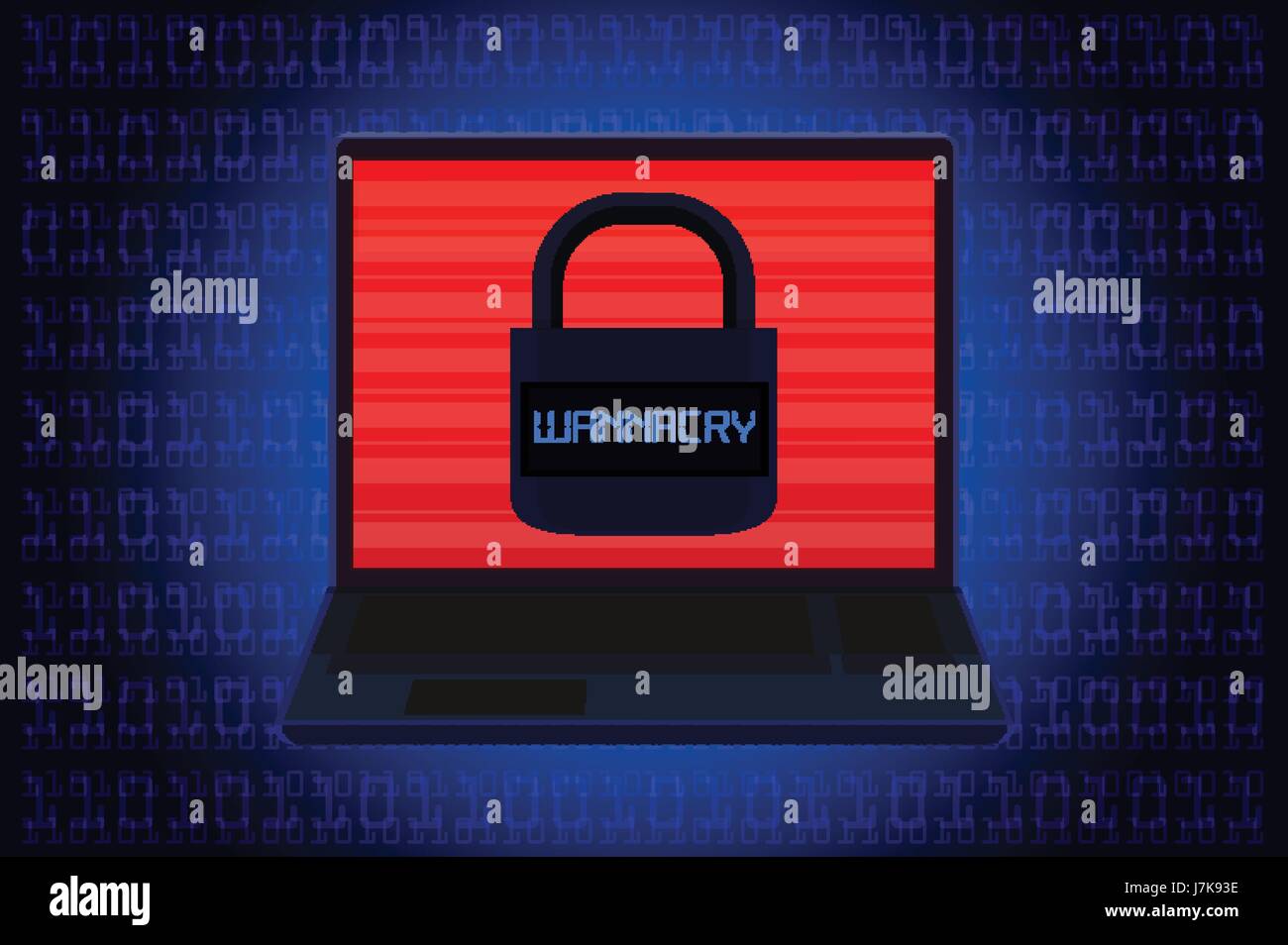 Laptop showing master key icon on screen over blue background in ...