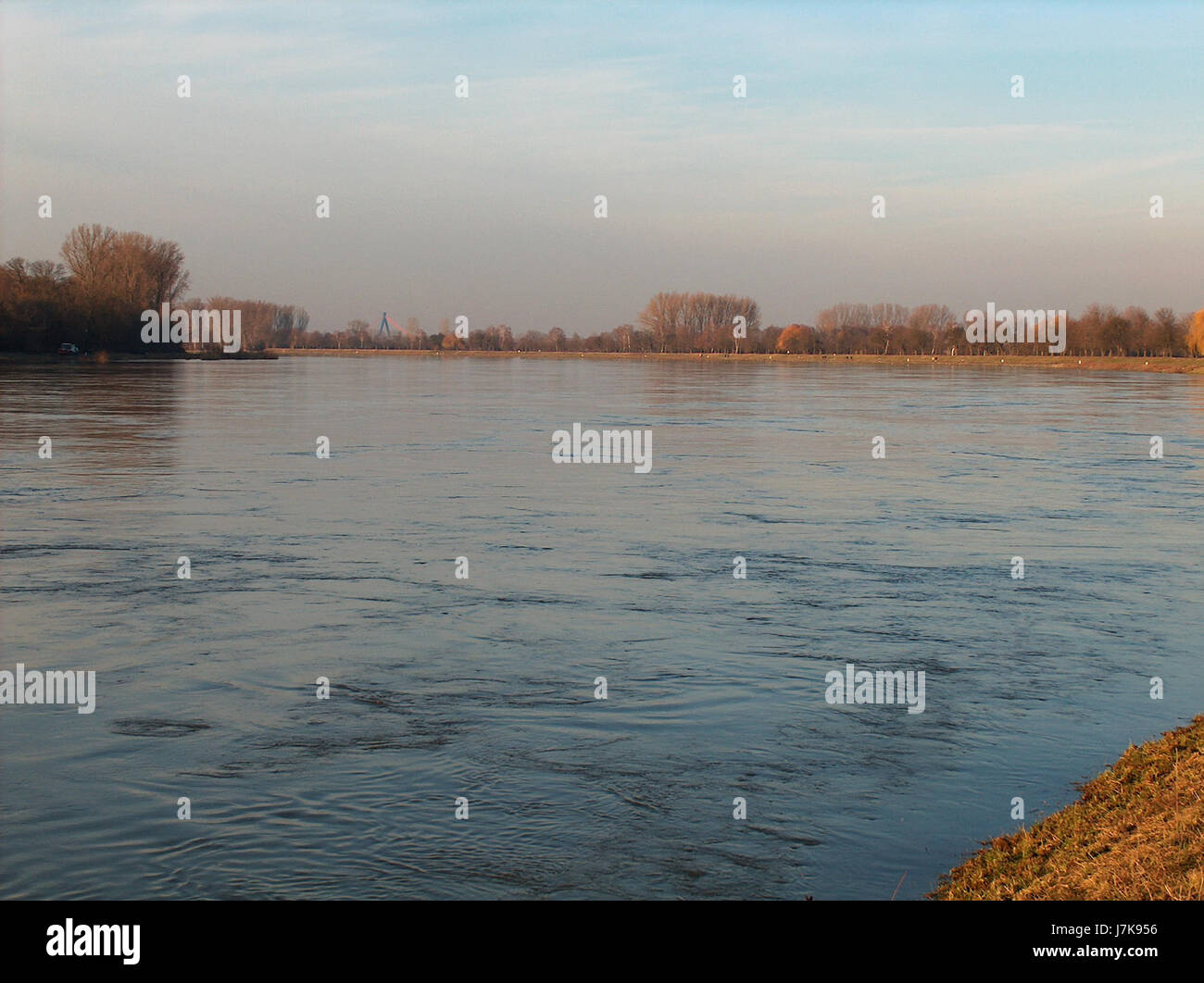 This image depicts the Rhine River near Altlussheim, a town in Germany ...