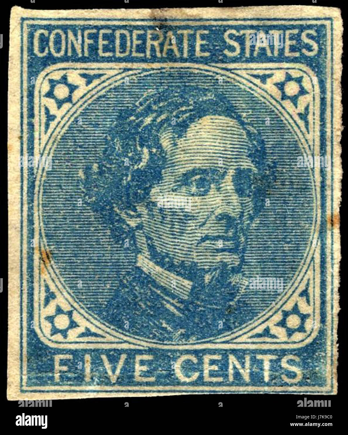 Confederate stamp Jefferson Davis 5c 1862 issue Stock Photo - Alamy