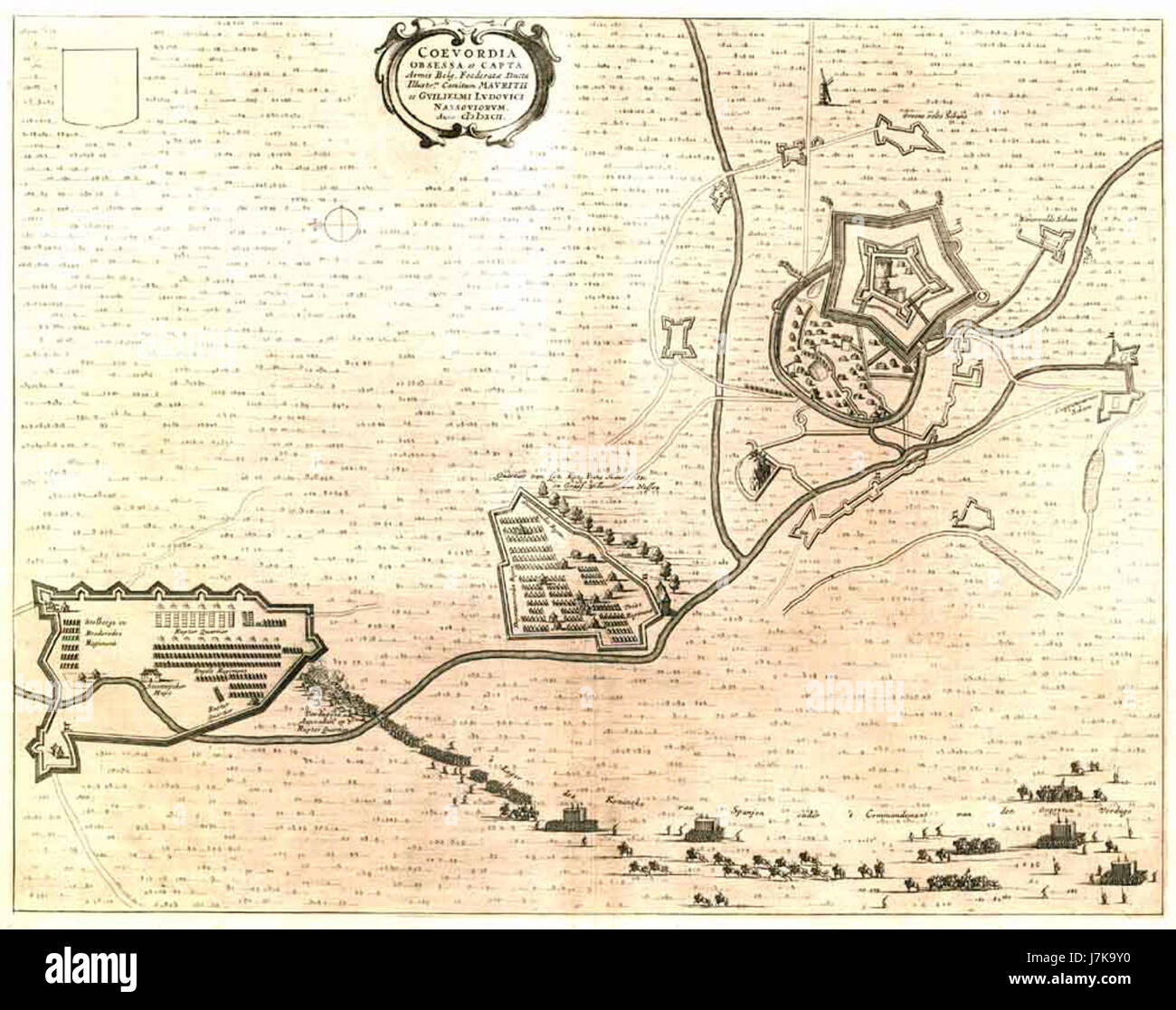 The 1592 Blaeu map of Coevorden is a historical cartographic work ...