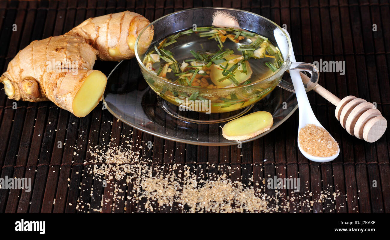 cup tea herb tea ginger glassy spoon herbs cup food aliment tea leaf ...