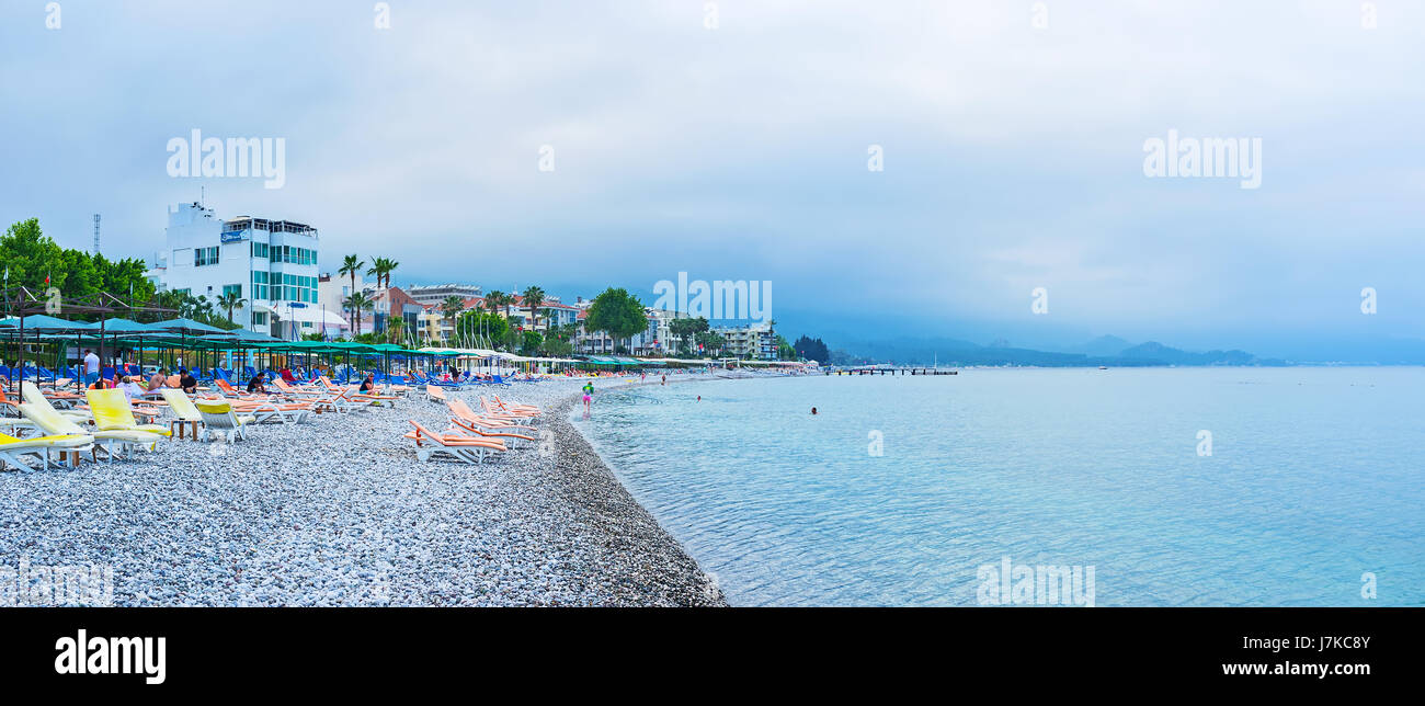 KEMER, TURKEY - MAY 5, 2017: The rainy sky over the central Moonlight ...