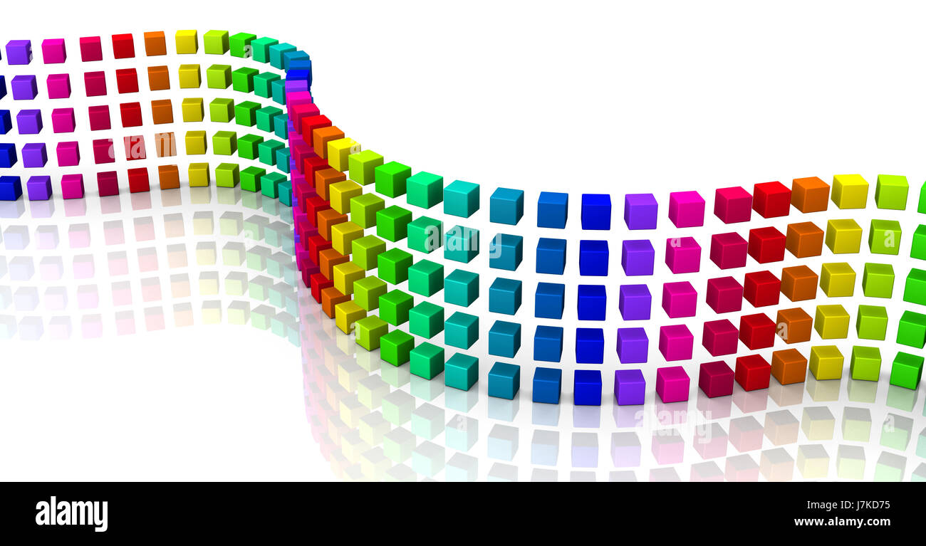 wave rainbow colour scale cubes blue motion postponement moving ...