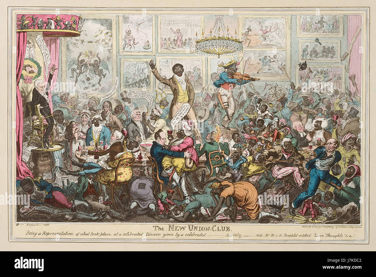 'The New Union Club' presents a depiction of a grand dinner event held ...