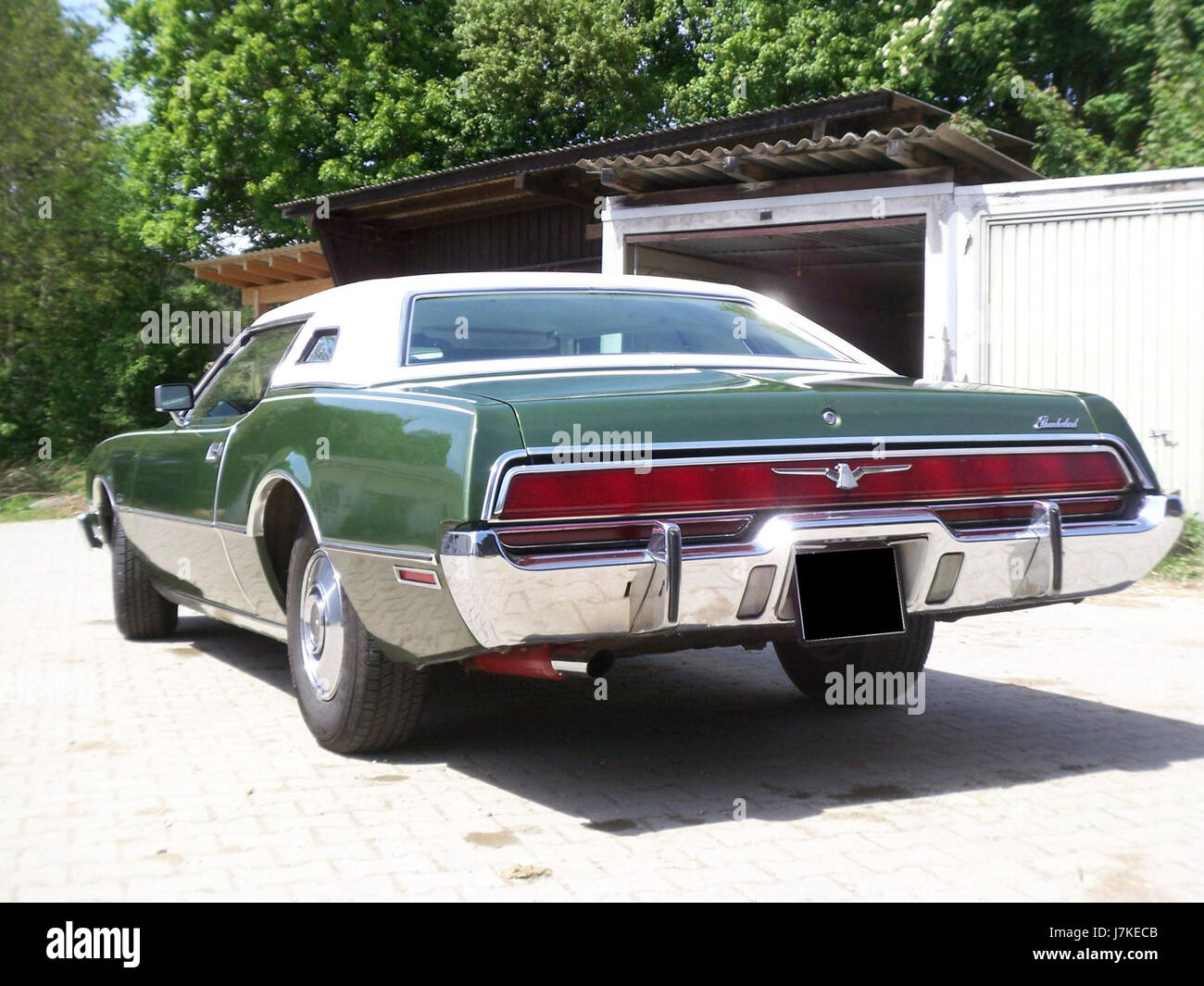 This refers to the rear view of a 1973 Ford Thunderbird, a classic ...