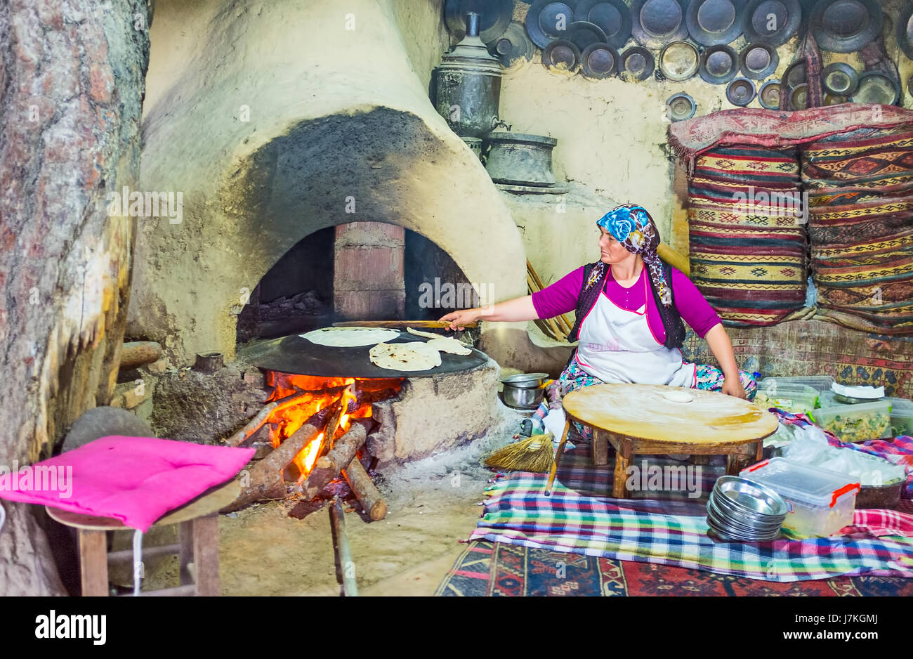 KEMER, TURKEY - MAY 5, 2017: The interior of traditional village ...