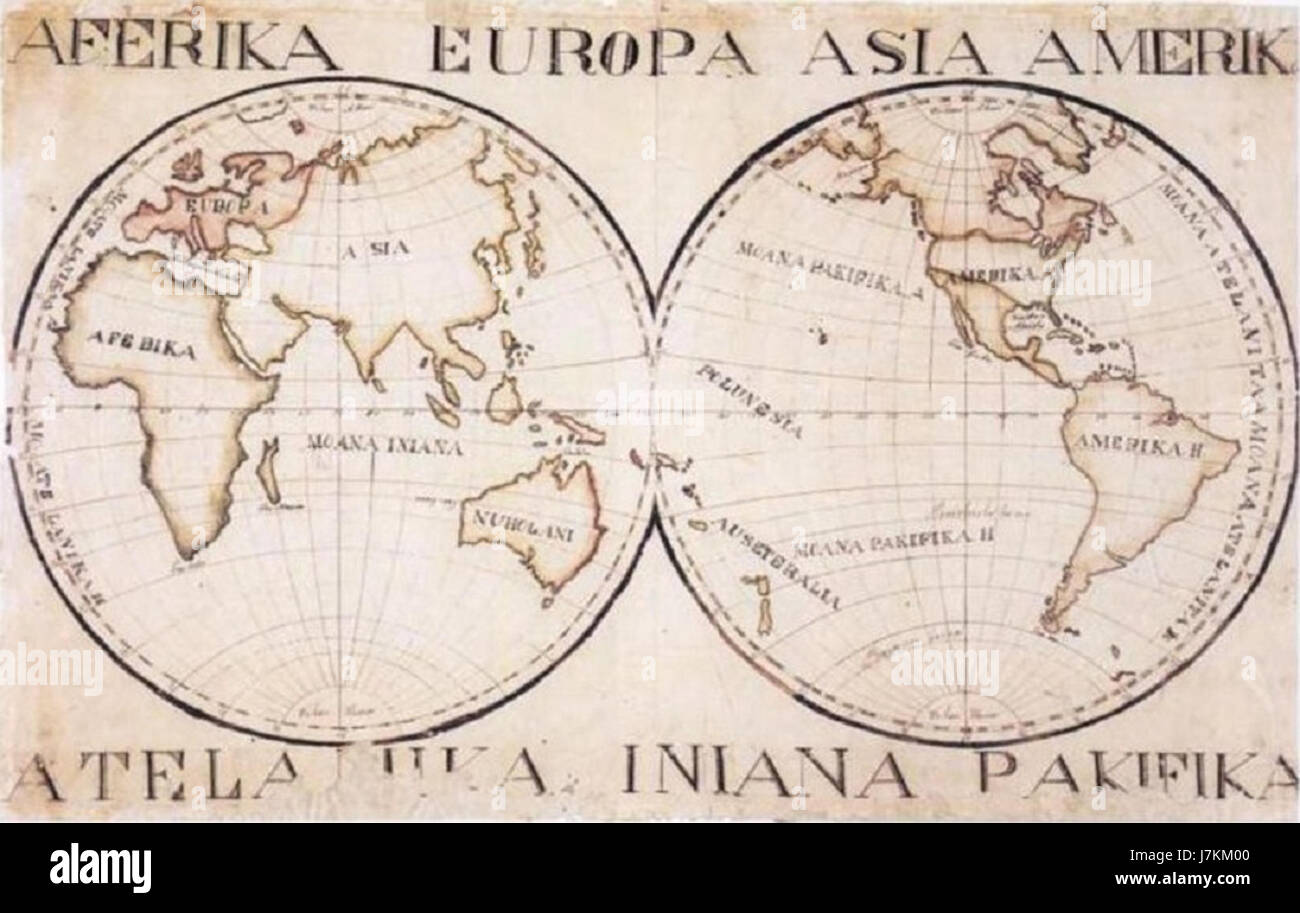 David Malo's map of the world, 1832 Stock Photo - Alamy
