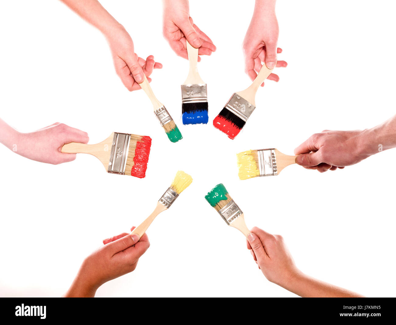 blue art isolated colour green painting drop wet paint teamwork seven ...