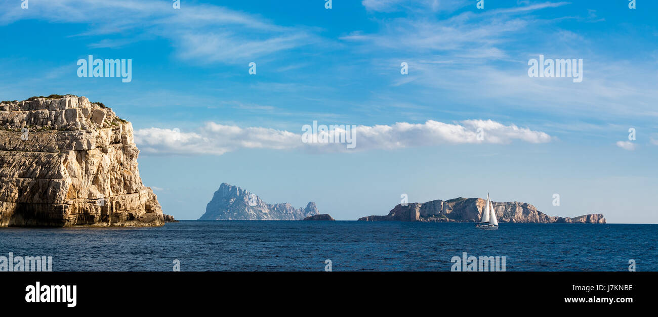 Sailboating on Ibiza islands Stock Photo - Alamy