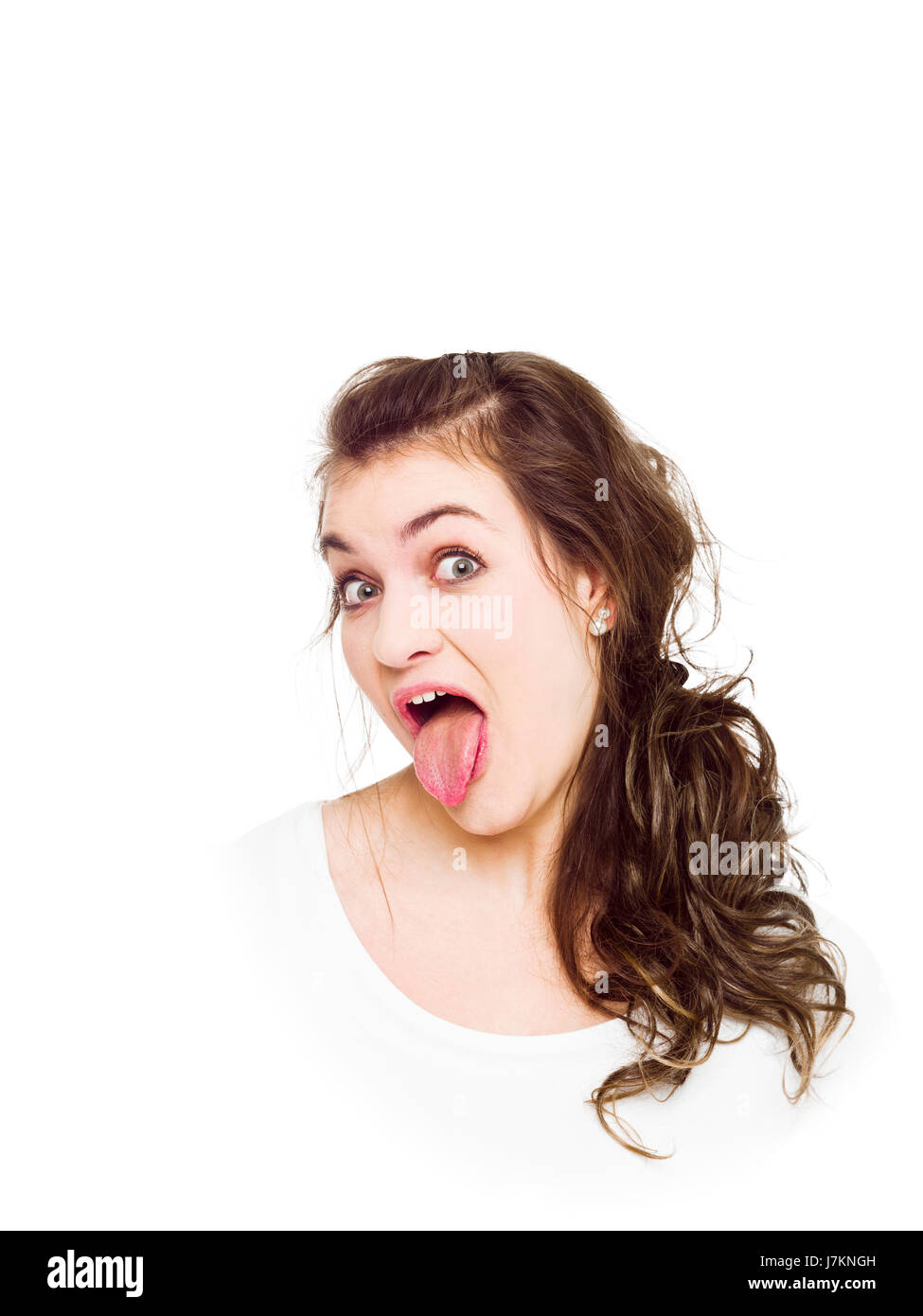 woman beautiful beauteously nice isolated tongue portrait blank ...