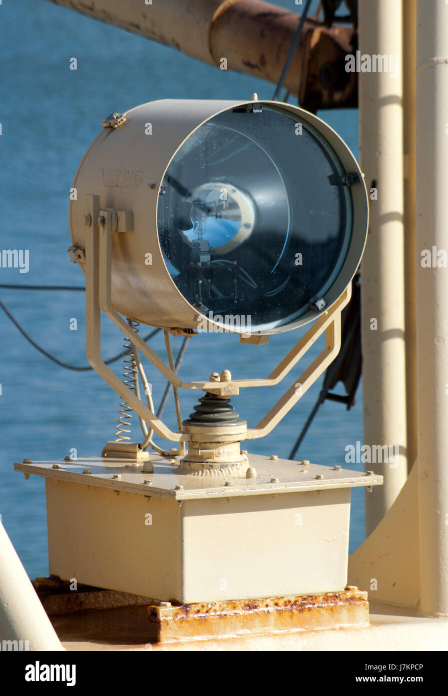searchlight on workboat Stock Photo - Alamy