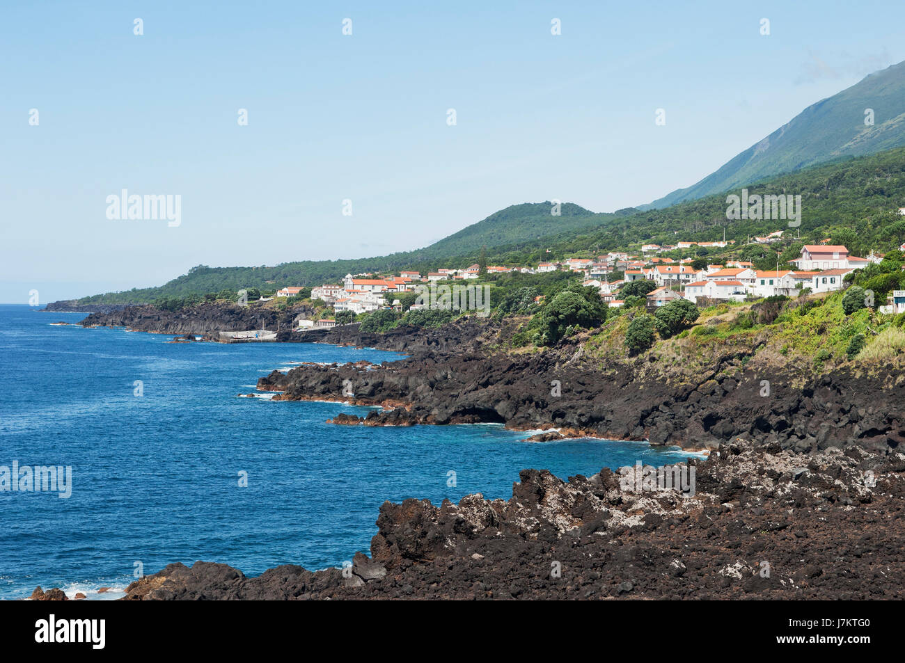 rock coast cliff basalt azores volcanic salt water sea ocean water blue ...