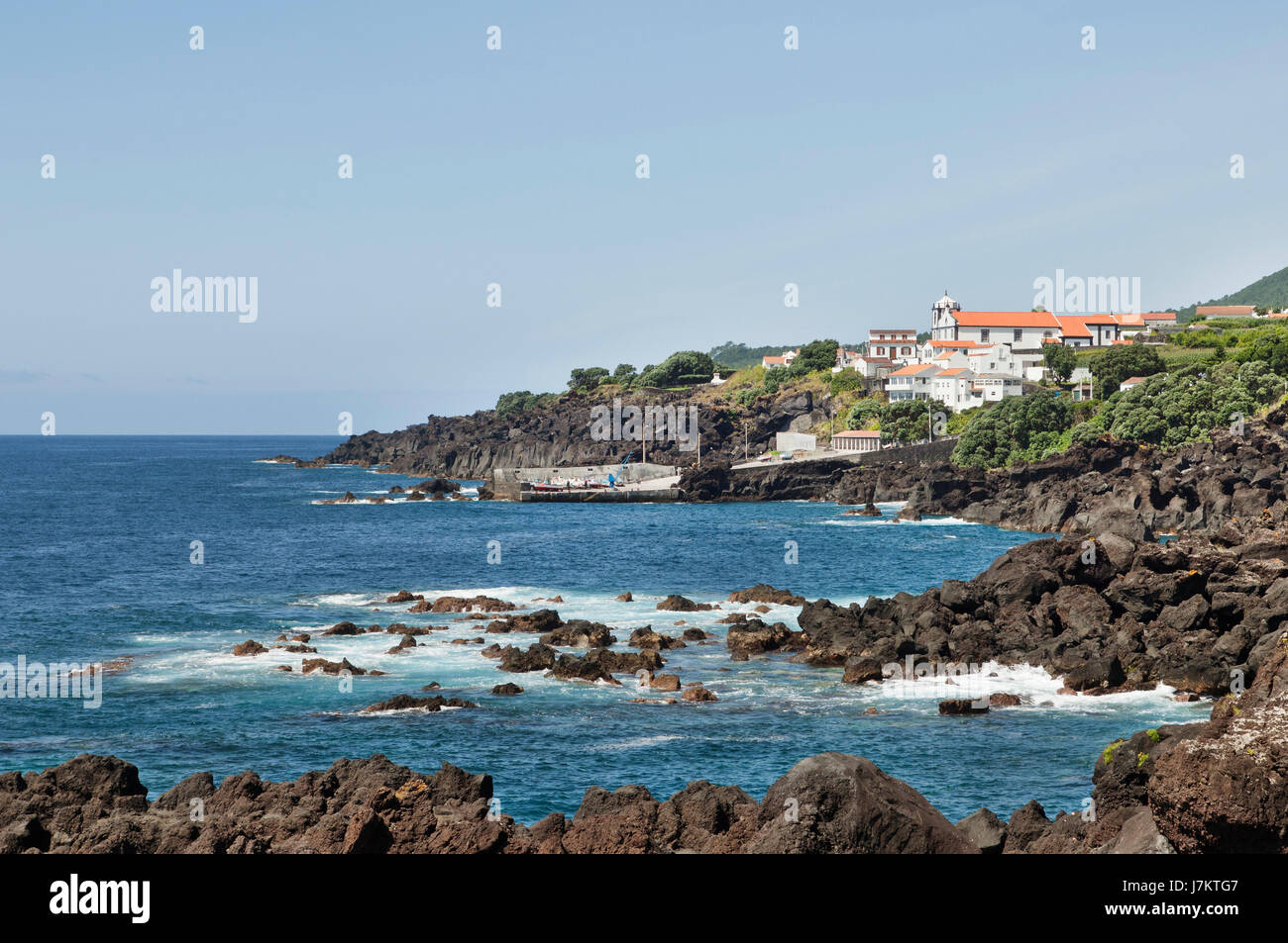 rock coast cliff basalt azores volcanic salt water sea ocean water blue ...