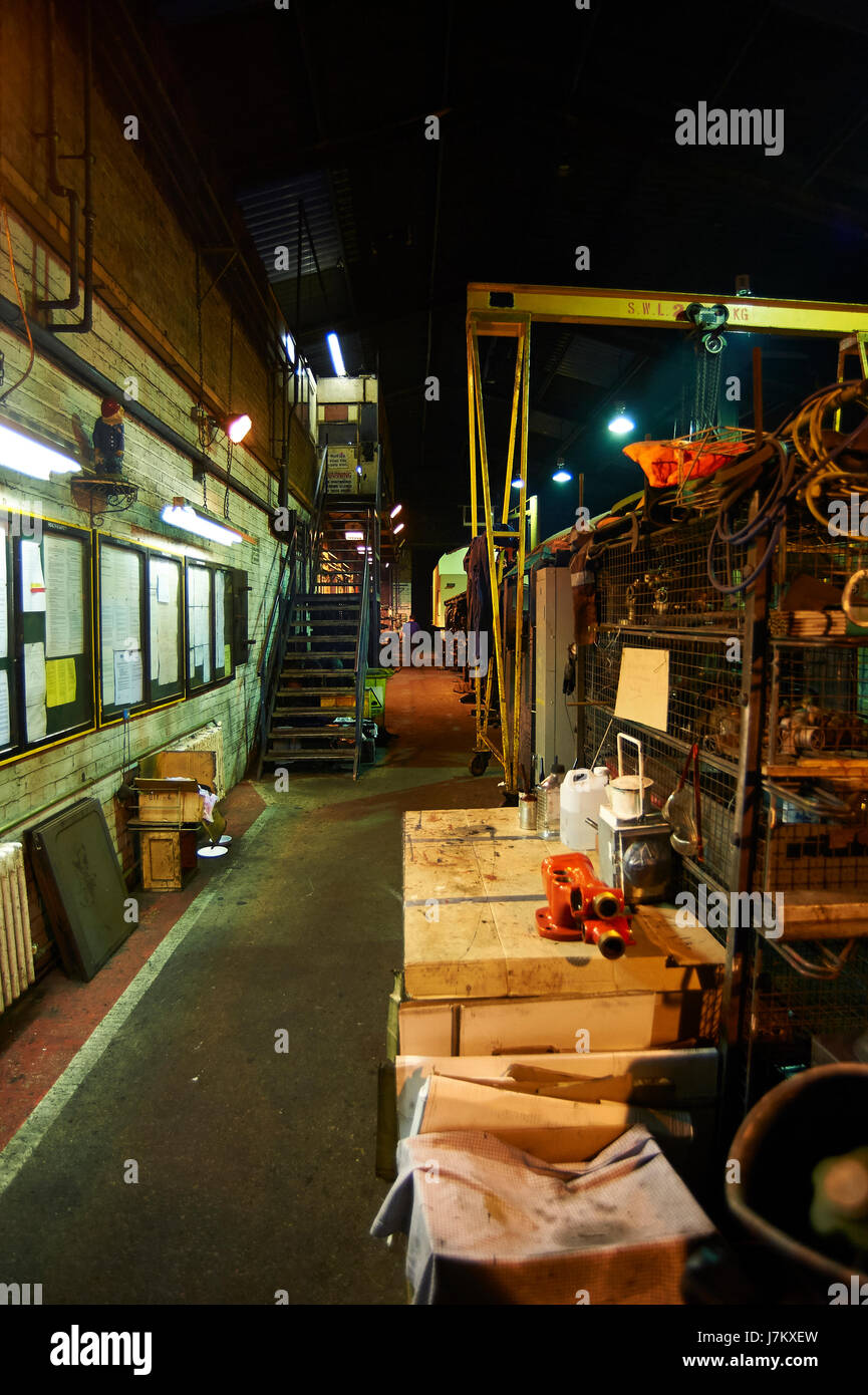Inside of the engine shed on the North Yorkshire Moors Railway NYMR ...