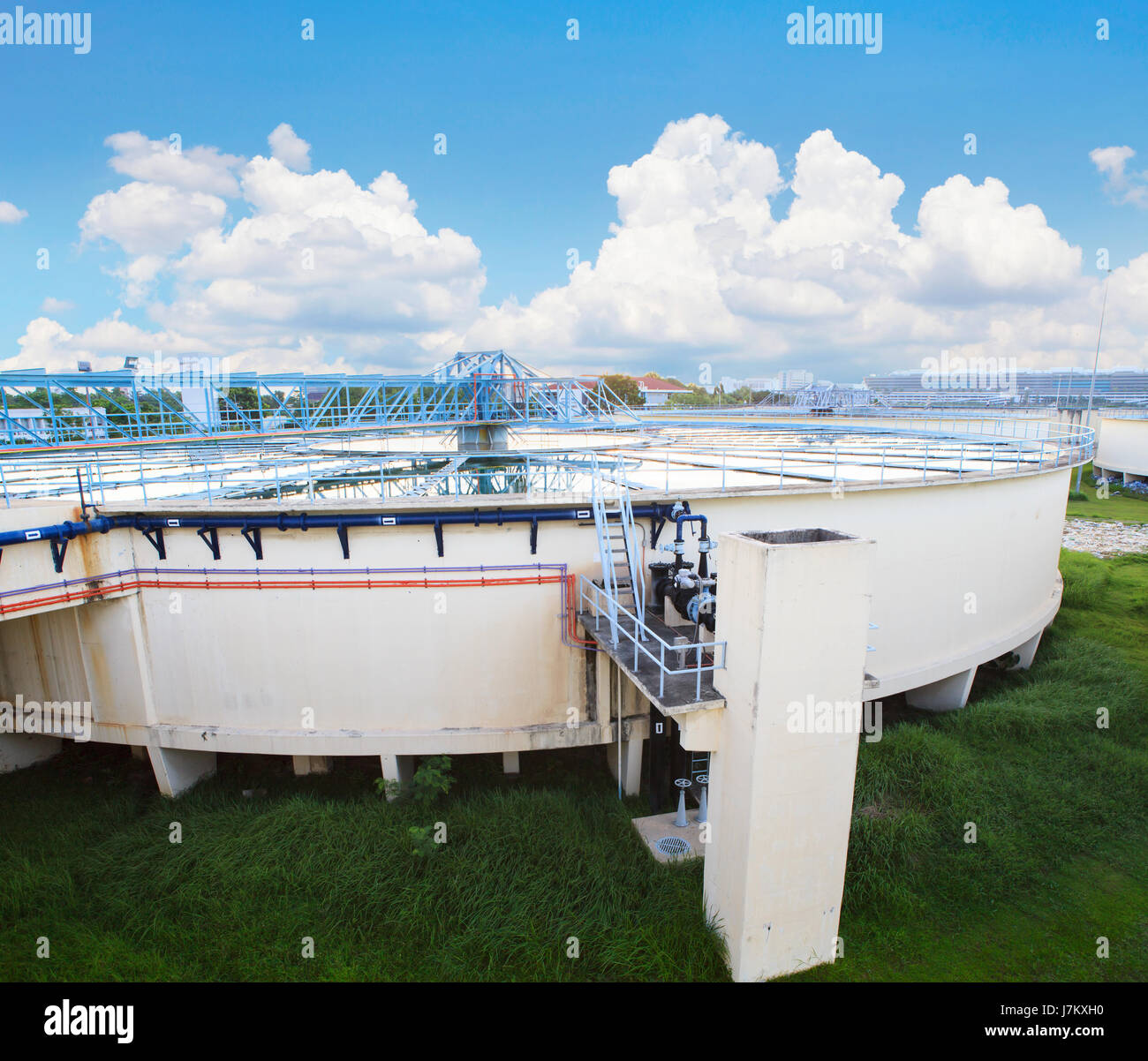 big tank of water supply in metropolitan water work industry plant site ...