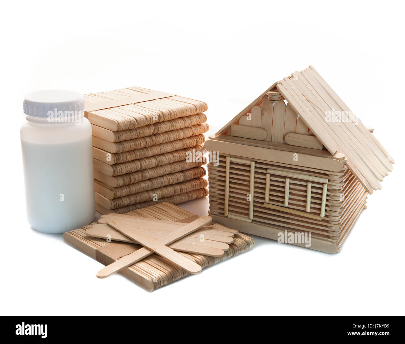 wood stick and home model Stock Photo - Alamy