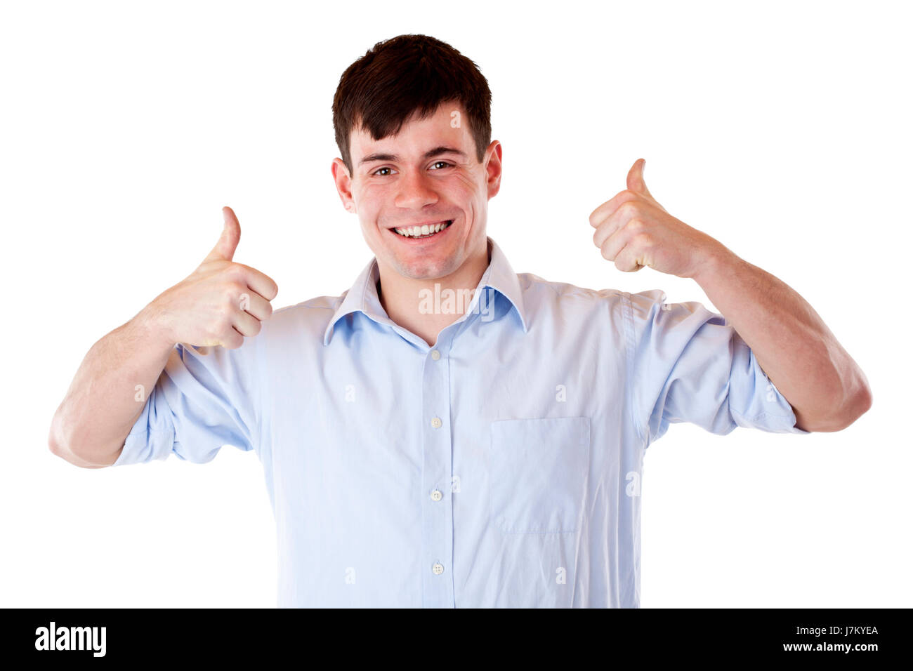businessman holds both thumbs up Stock Photo - Alamy