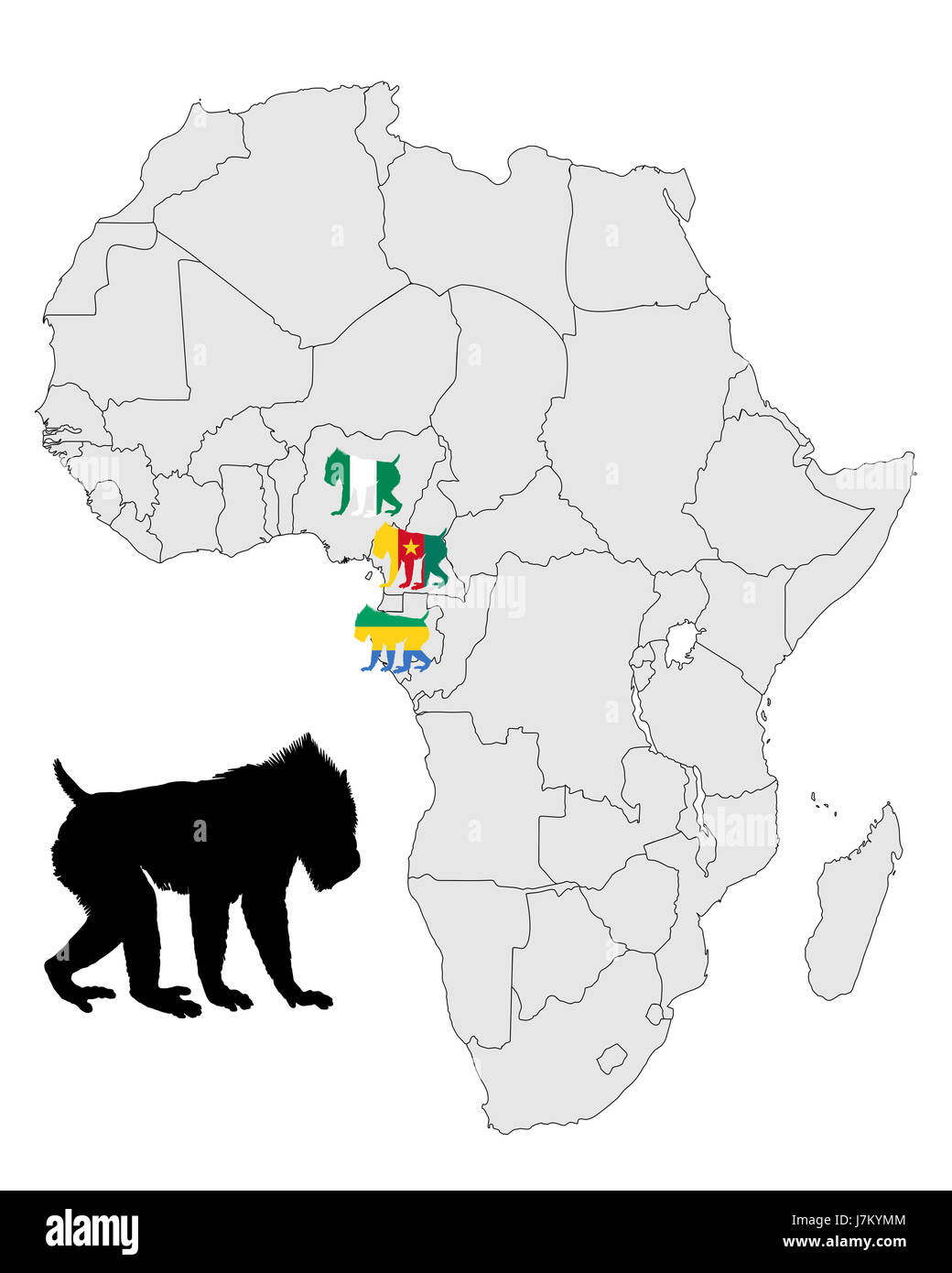 mandrill distribution map Stock Photo - Alamy