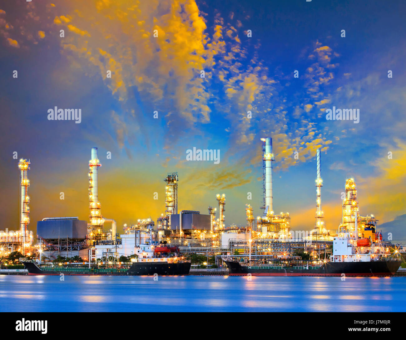 tanker ship and petrochemical oil refinery industry plant with ...