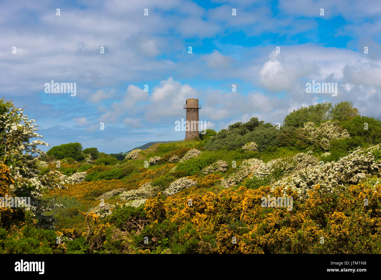 The old stone built lighthouse on Hodbarrow Nature Reserve near Millom ...