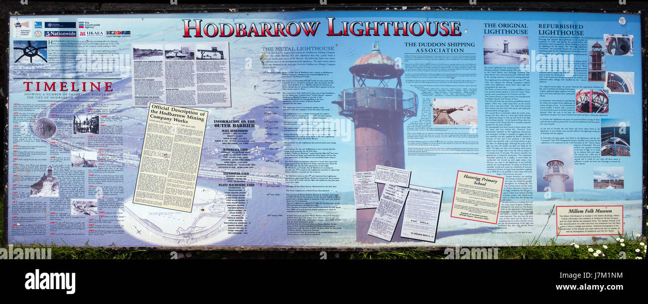 Information Board on The Hodbarrow Lighthouse Stock Photo - Alamy