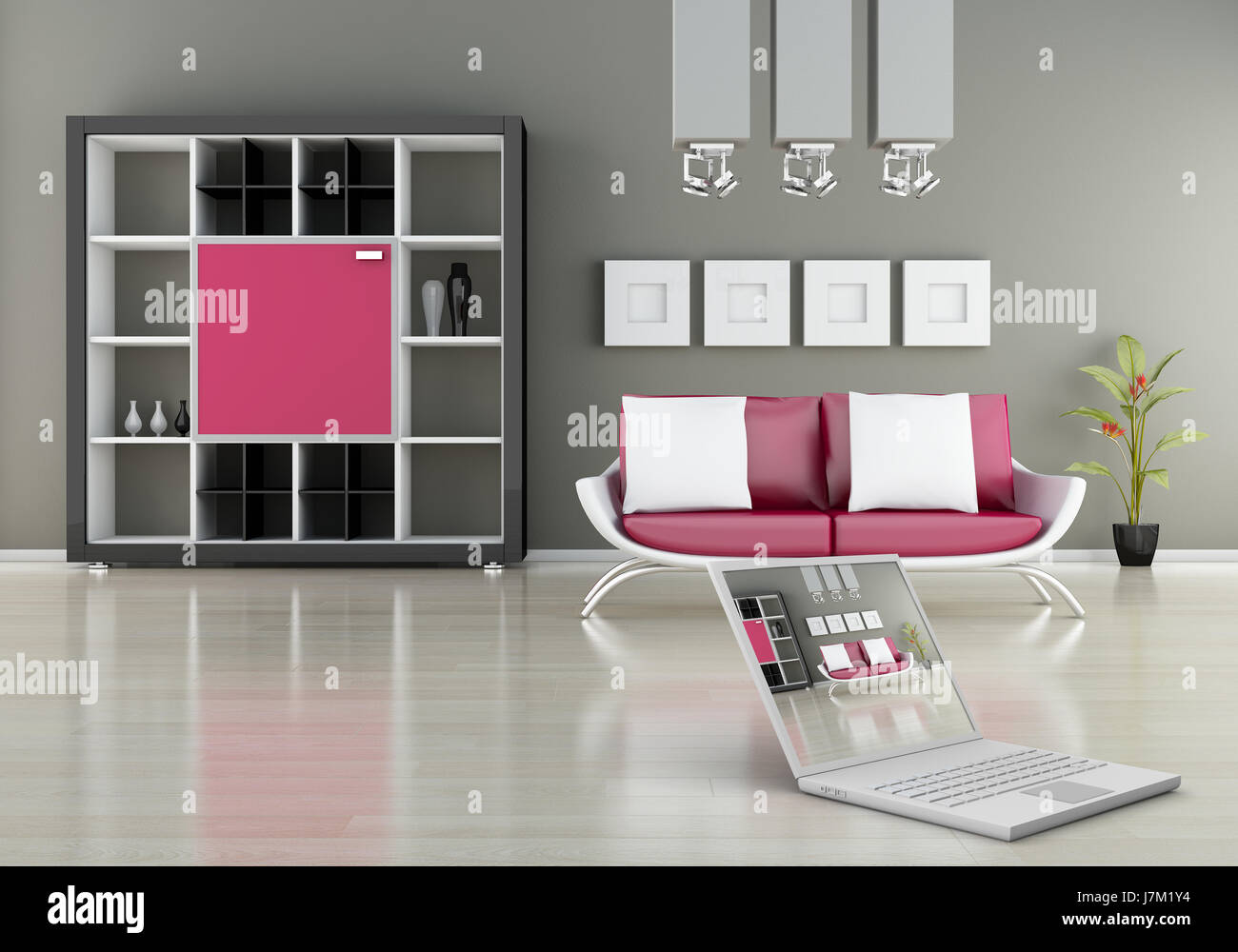 modern modernity interior house building laptop notebook computers ...