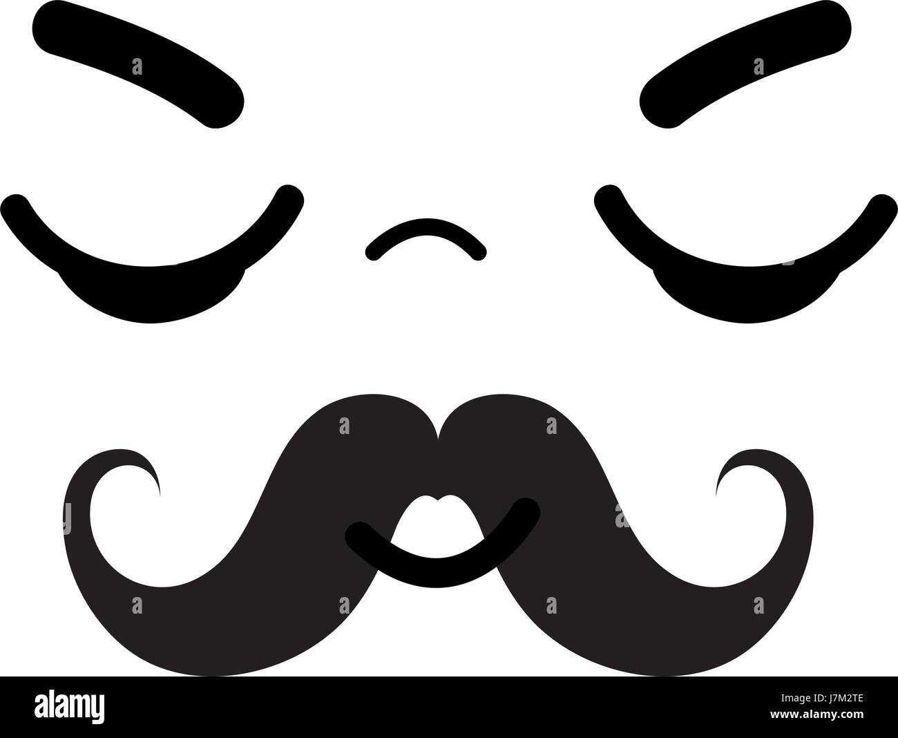 kawaii cute sleeping face with mustache Stock Vector Image & Art - Alamy
