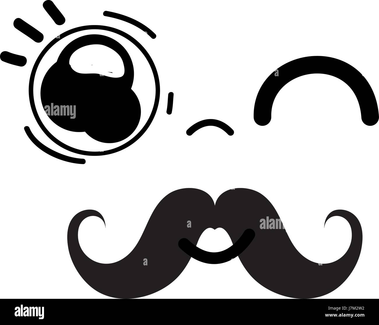 kawaii cute funny face with mustache Stock Vector Image & Art - Alamy
