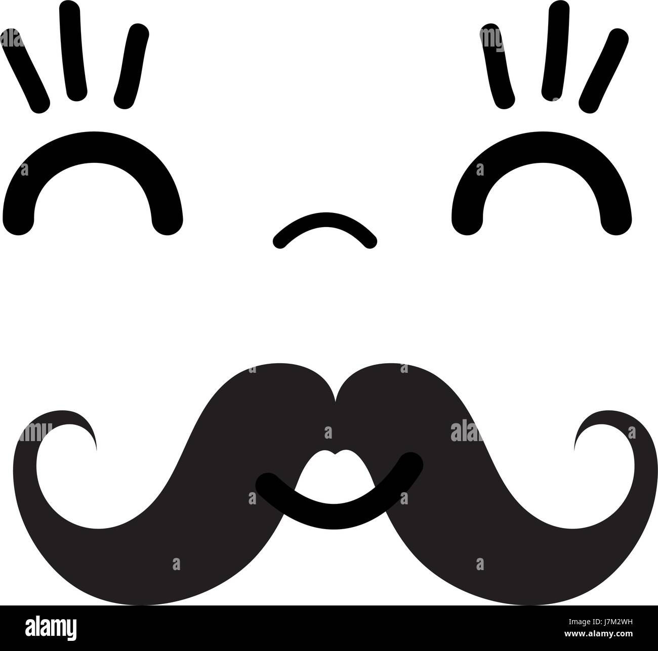 kawaii cute happy face with mustache Stock Vector Image & Art - Alamy