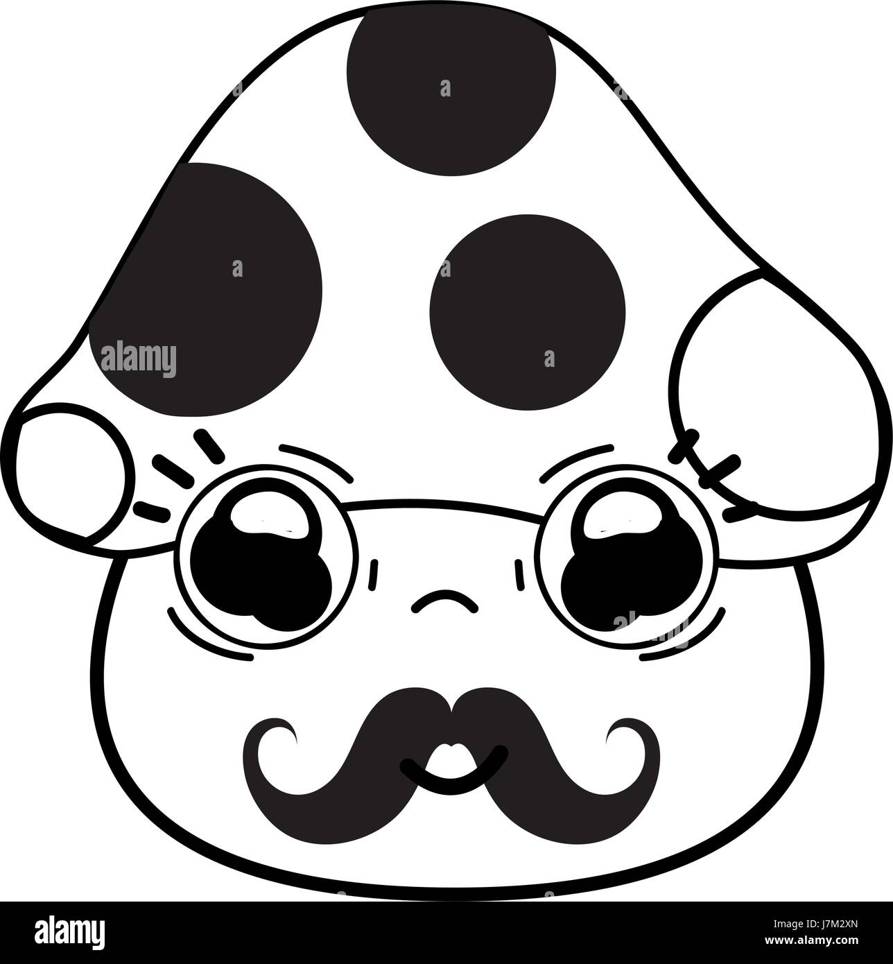 kawaii cute sad fungus with mustache Stock Vector Image & Art - Alamy