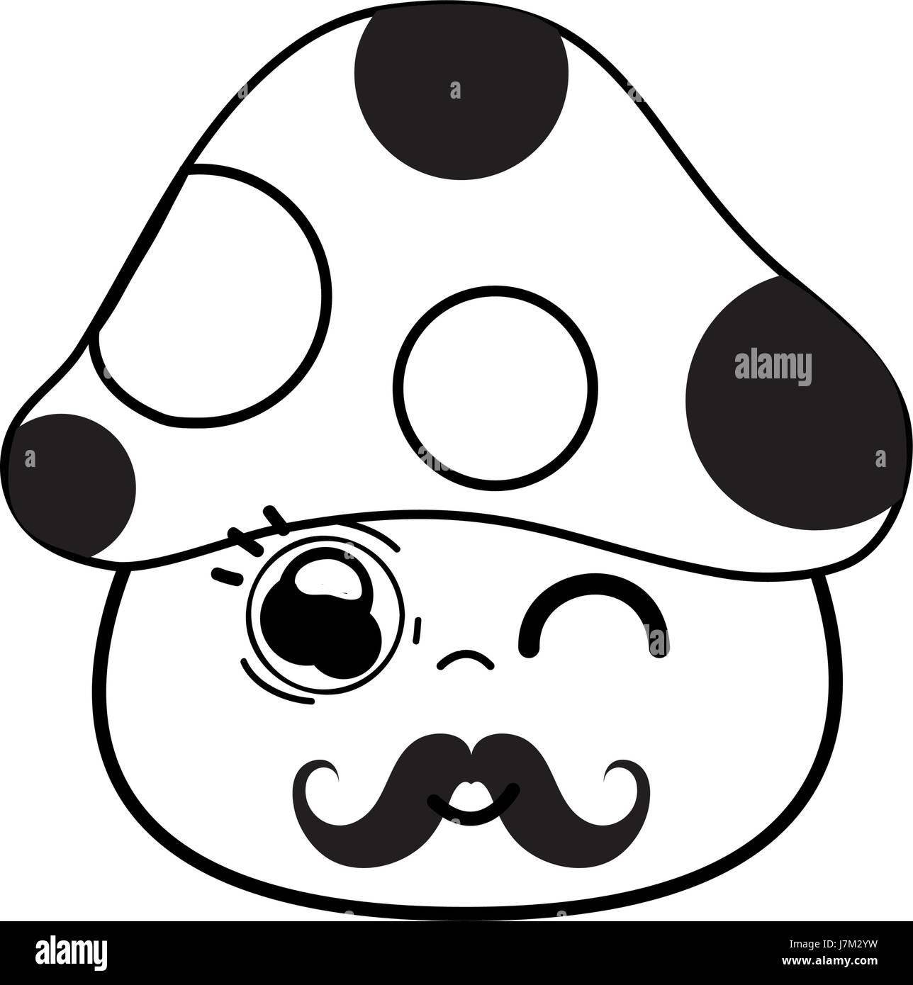 kawaii cute funny fungus with mustache Stock Vector Image & Art - Alamy