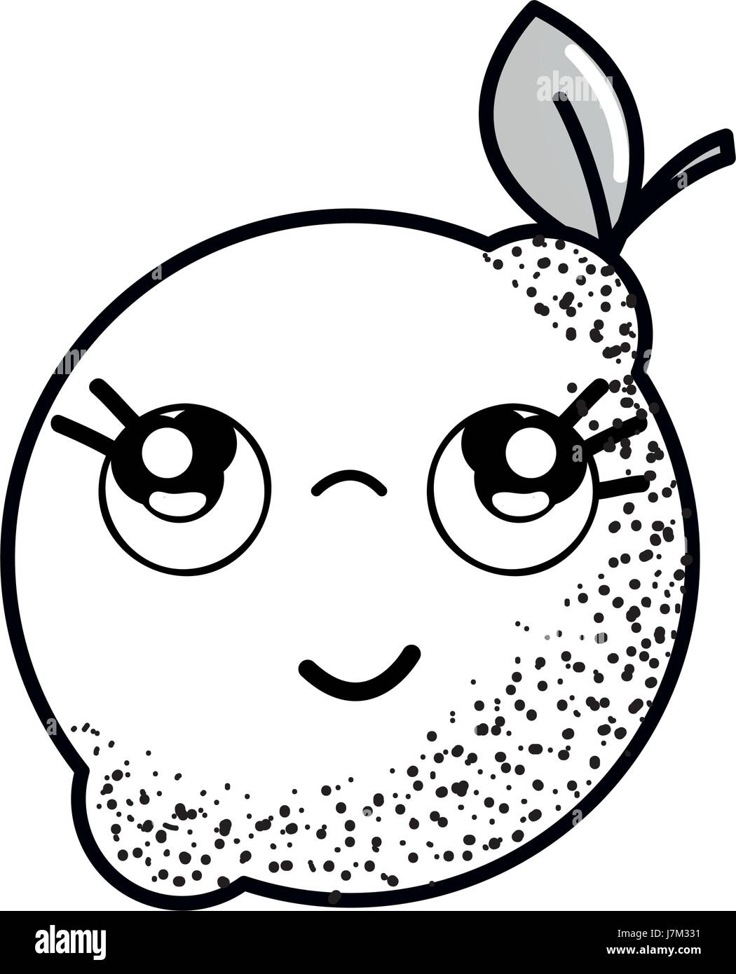 hand drawn kawaii nice thinking lemon fruit Stock Vector Image & Art ...