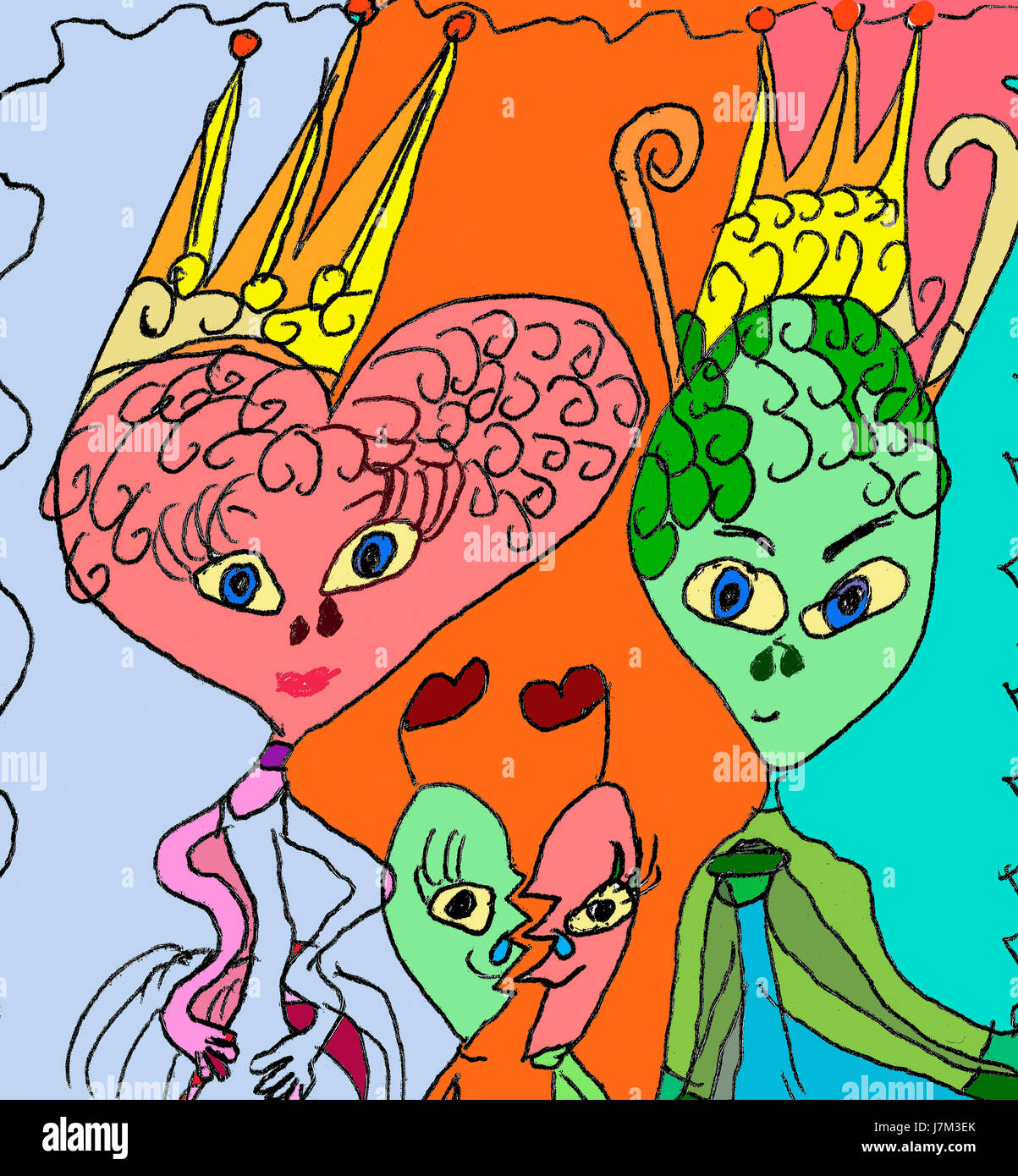 The Royal Family - a hand drawn doodle illustration Stock Photo - Alamy