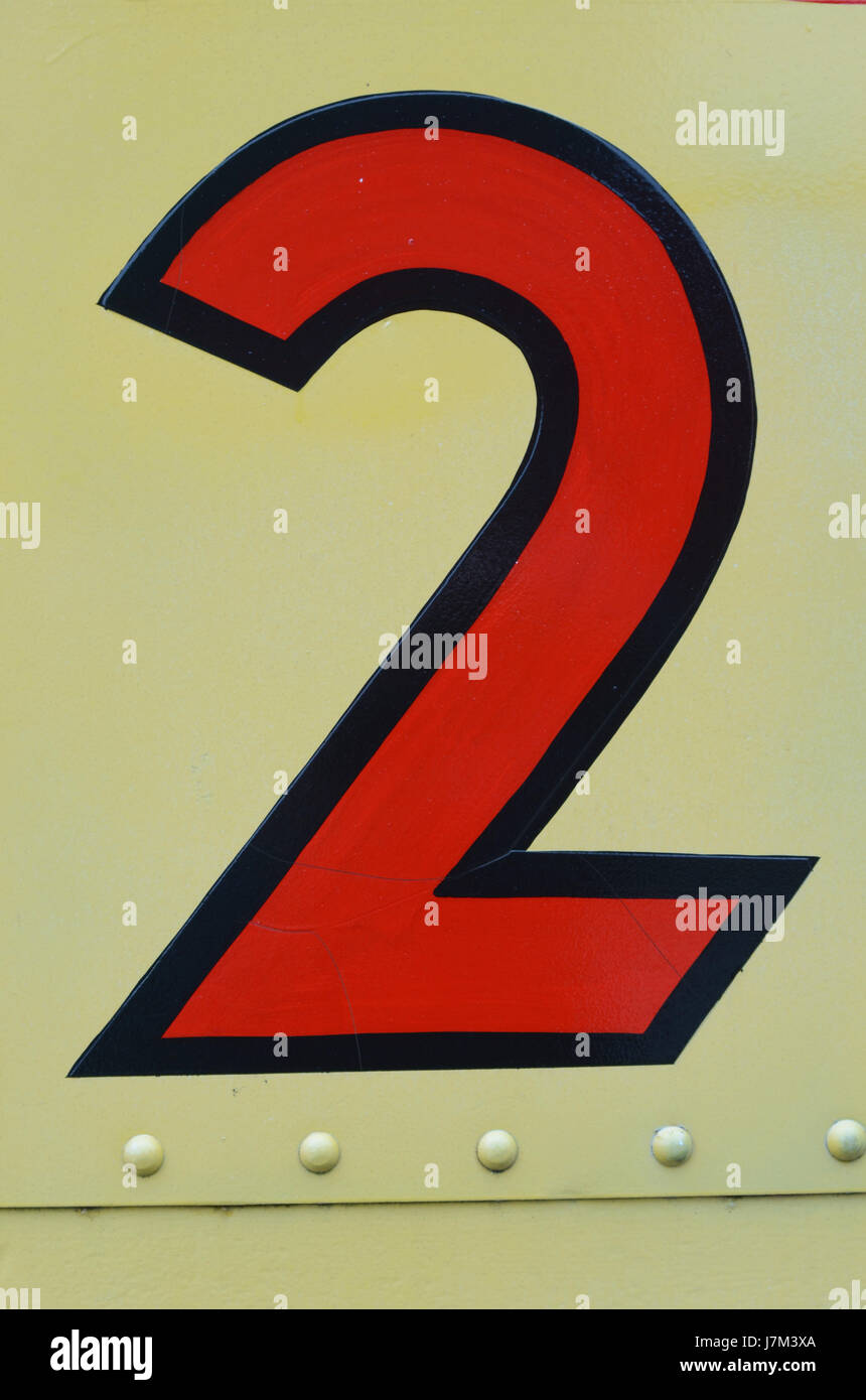 vintage hand painted number 2 Stock Photo - Alamy