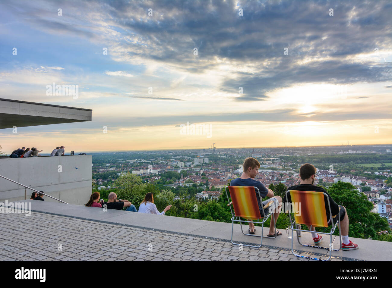 district Karlsruhe-Durlach: view from terrace of mountain Turmberg to ...