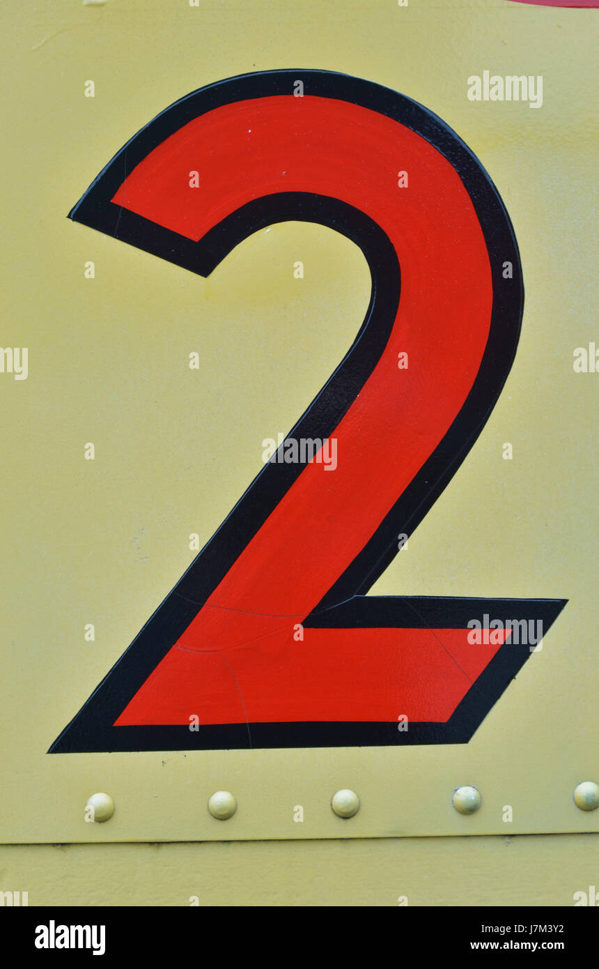 vintage hand painted number 2 Stock Photo - Alamy