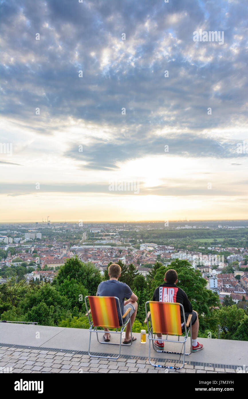 district Karlsruhe-Durlach: view from terrace of mountain Turmberg to ...