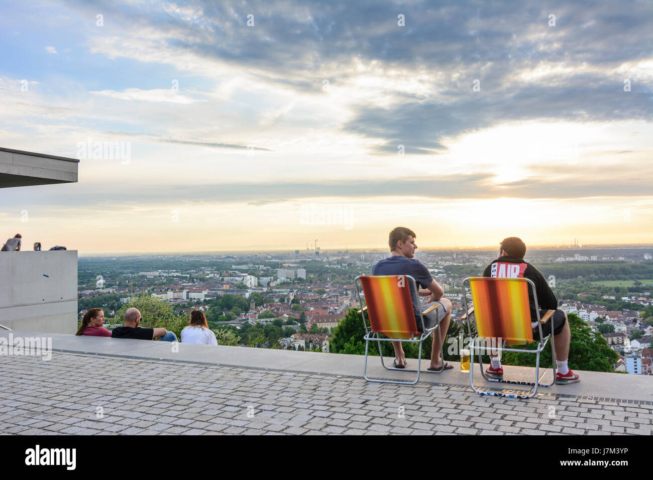 district Karlsruhe-Durlach: view from terrace of mountain Turmberg to ...