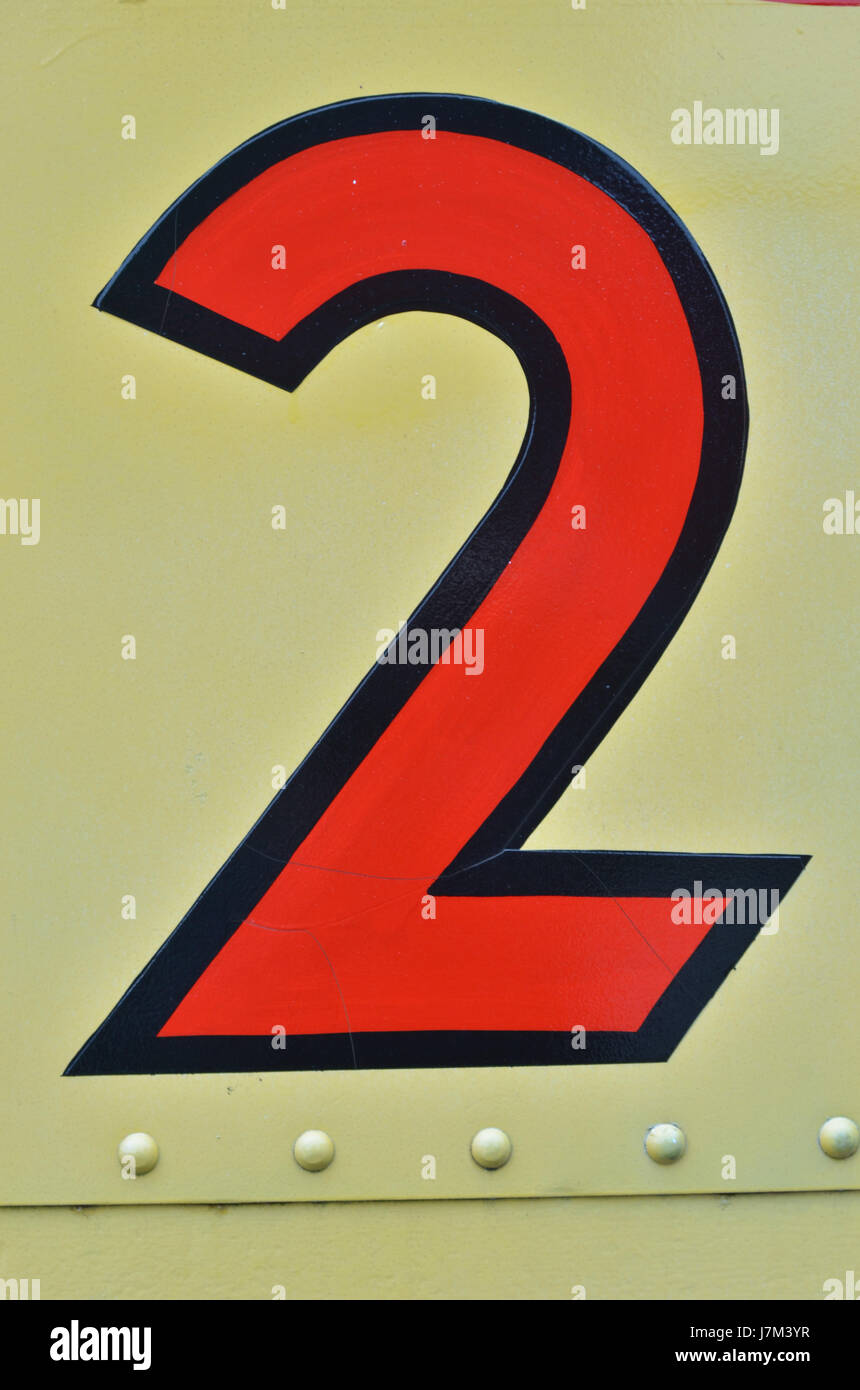 vintage hand painted number 2 Stock Photo - Alamy