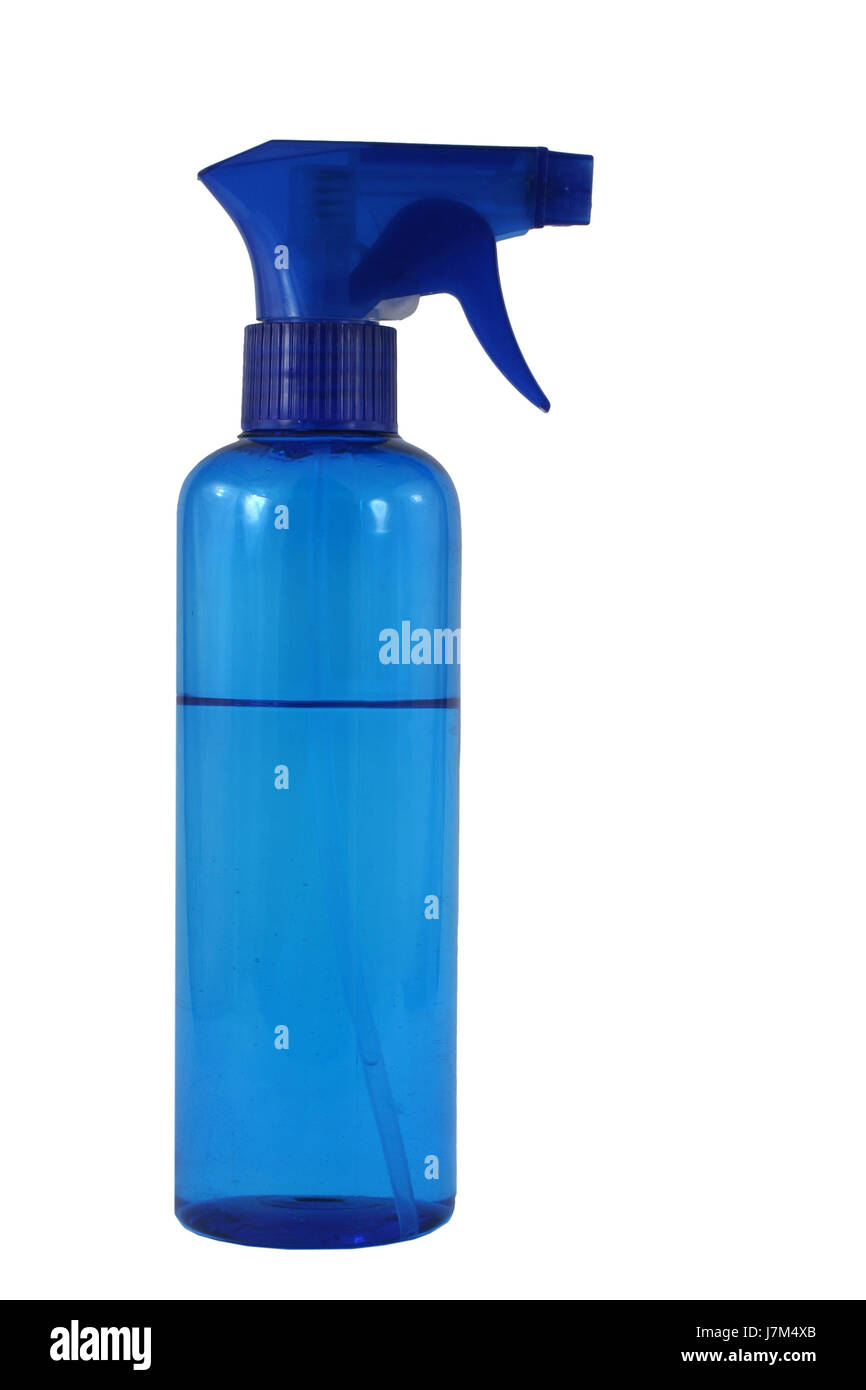 blue liquid isolated bottle plastic synthetic material container spray ...