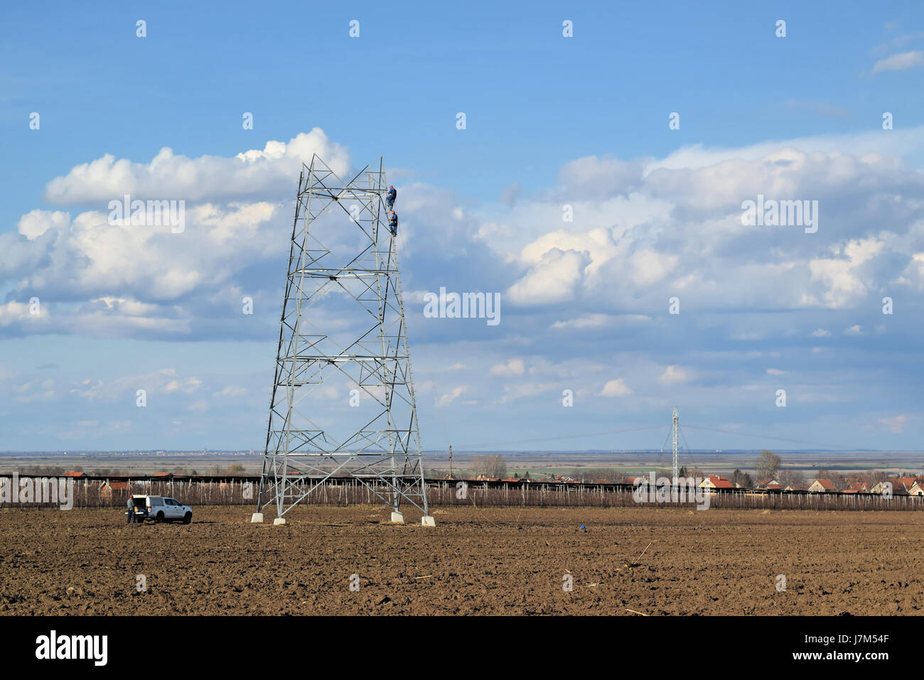 High voltage power line under construction Stock Photo - Alamy