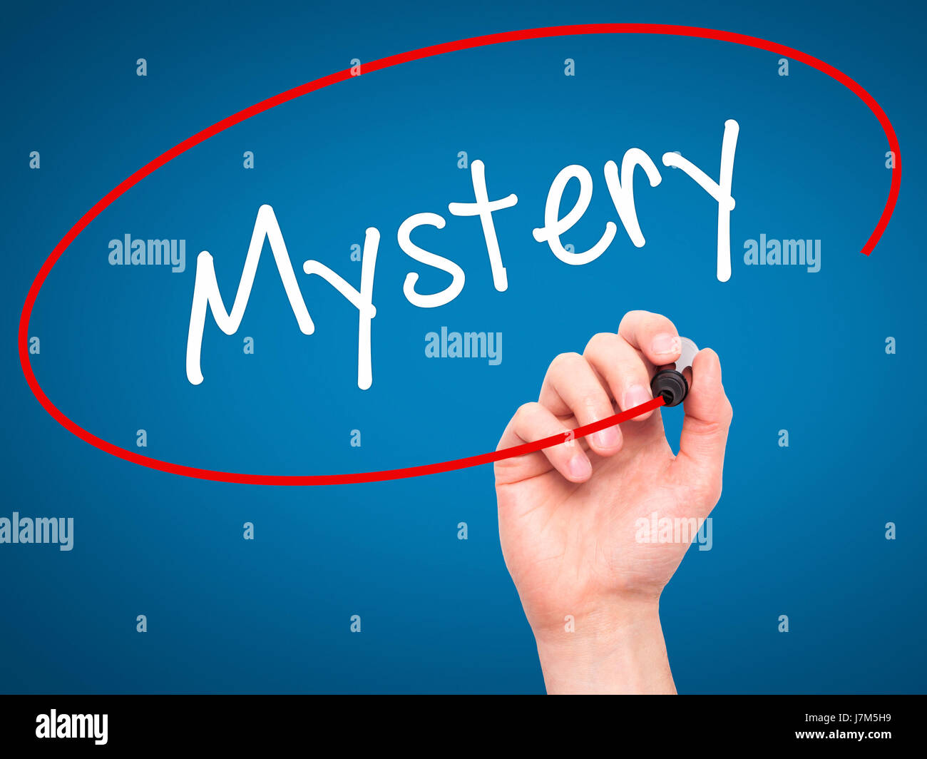 Man Hand writing Mystery with black marker on visual screen. Isolated ...