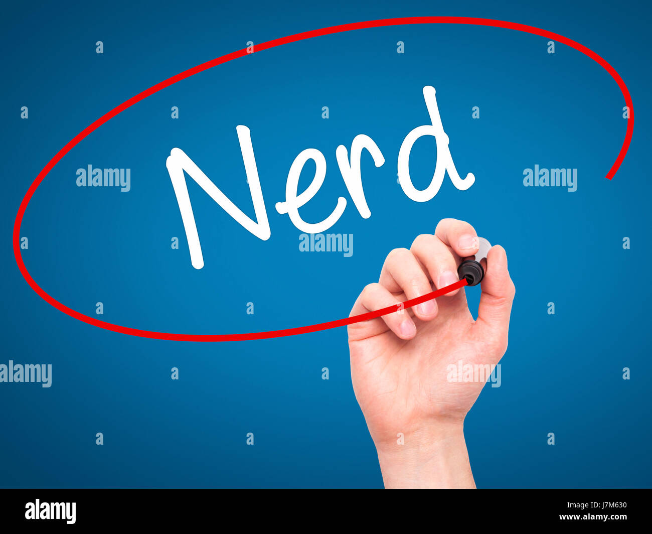 Man Hand writing Nerd with black marker on visual screen. Isolated on ...